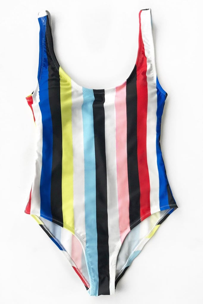 Cupshe Colorful Stripes Backless One Piece Swimsuit Demi Lovatos