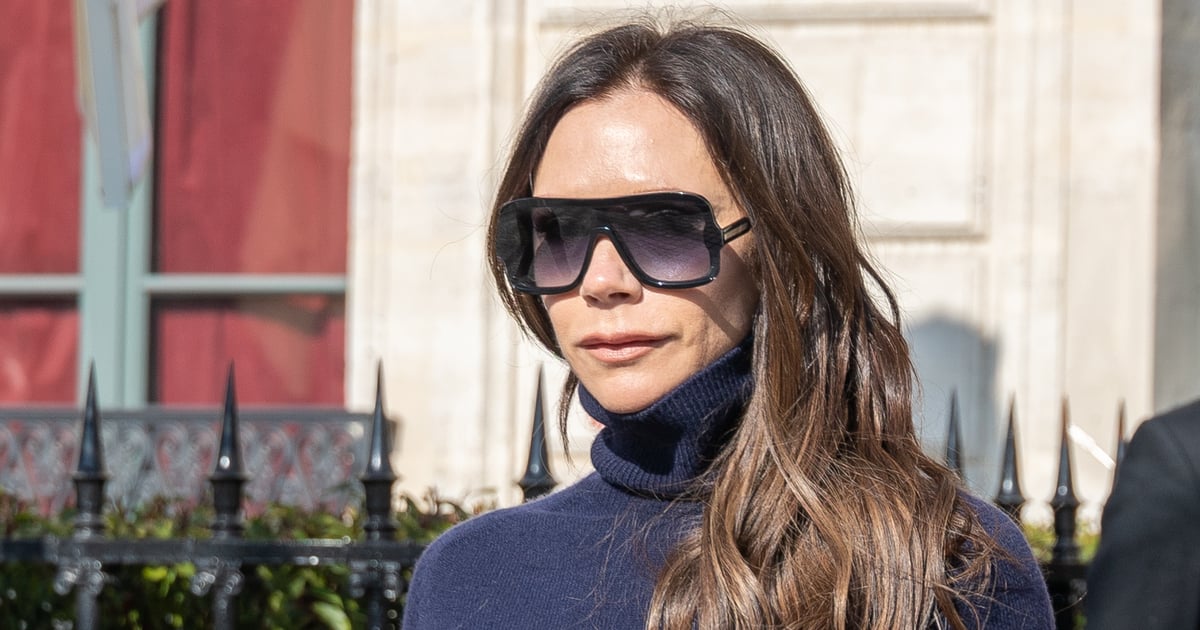 Victoria Beckham Wears Extreme Plunging Dress at the Pool | POPSUGAR ...