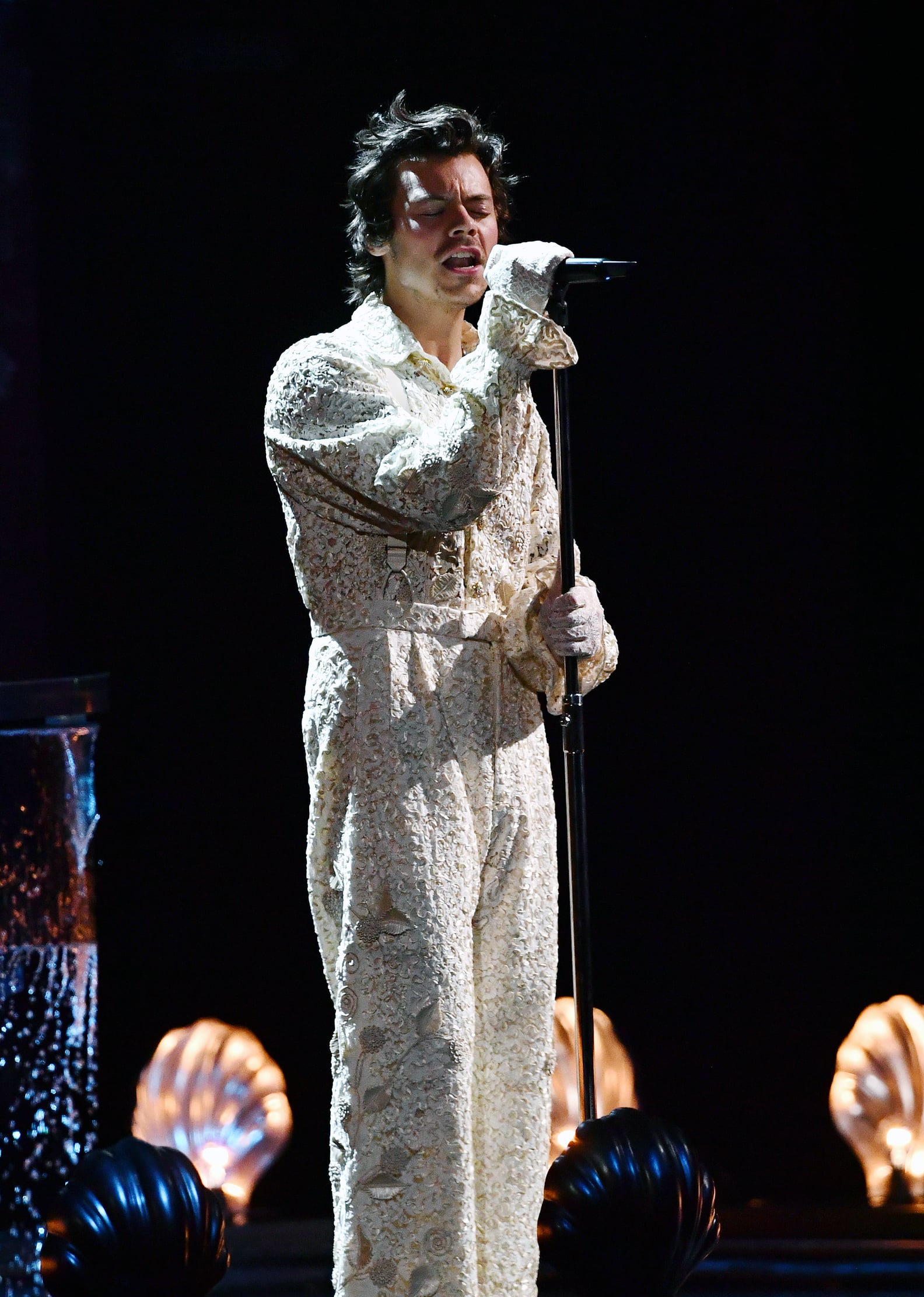 Harry Styles's Lace Gucci Jumpsuit at the 2020 BRIT Awards | PS Fashion