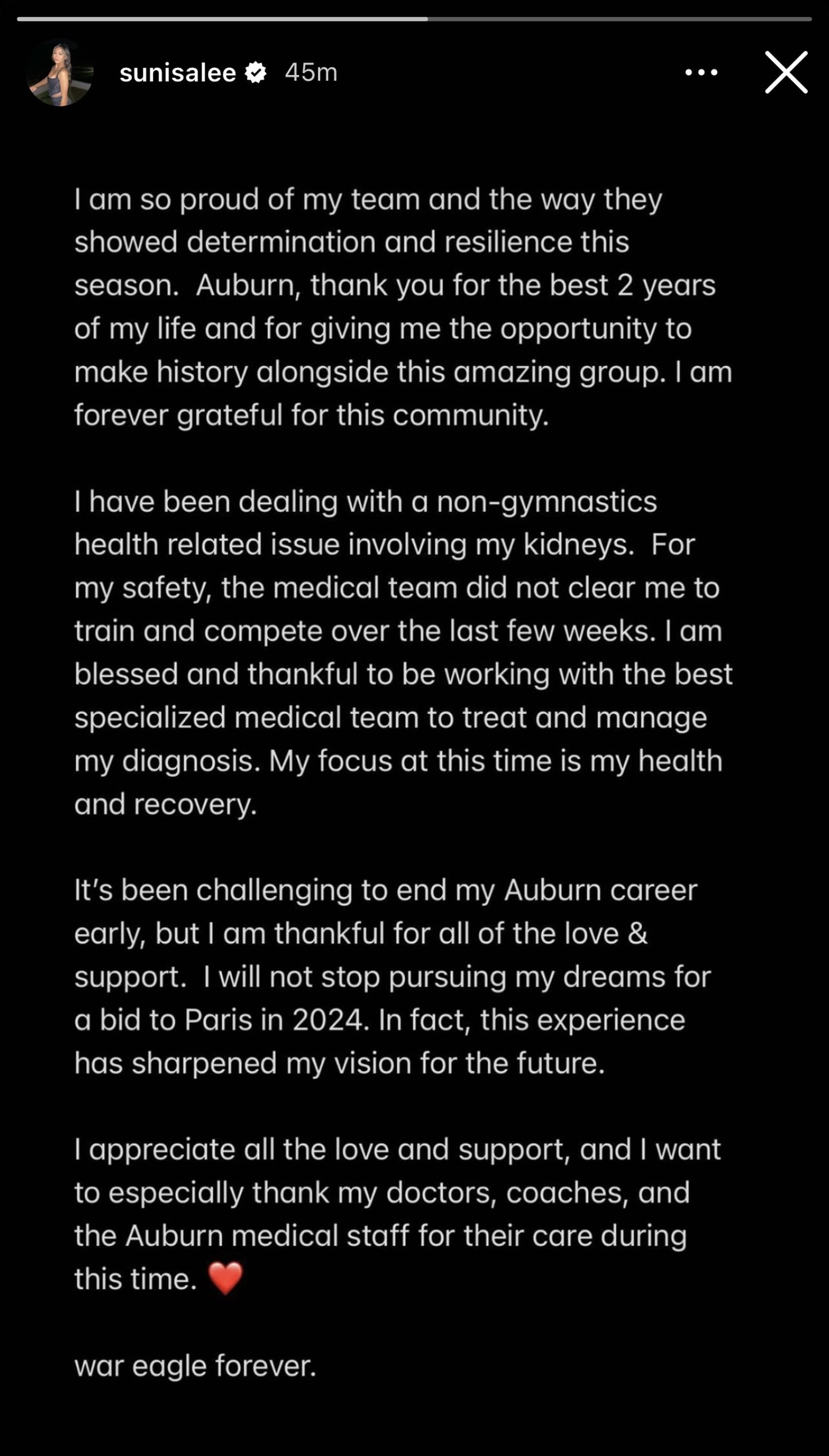 Suni Lee Ends College Career at Auburn Due to Health Issue | PS Fitness