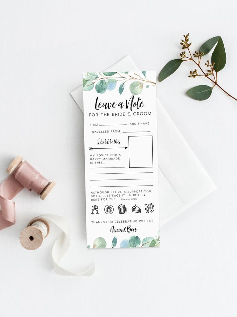 Leave A Note For The Newlyweds Printable Bridal Shower Game Printable