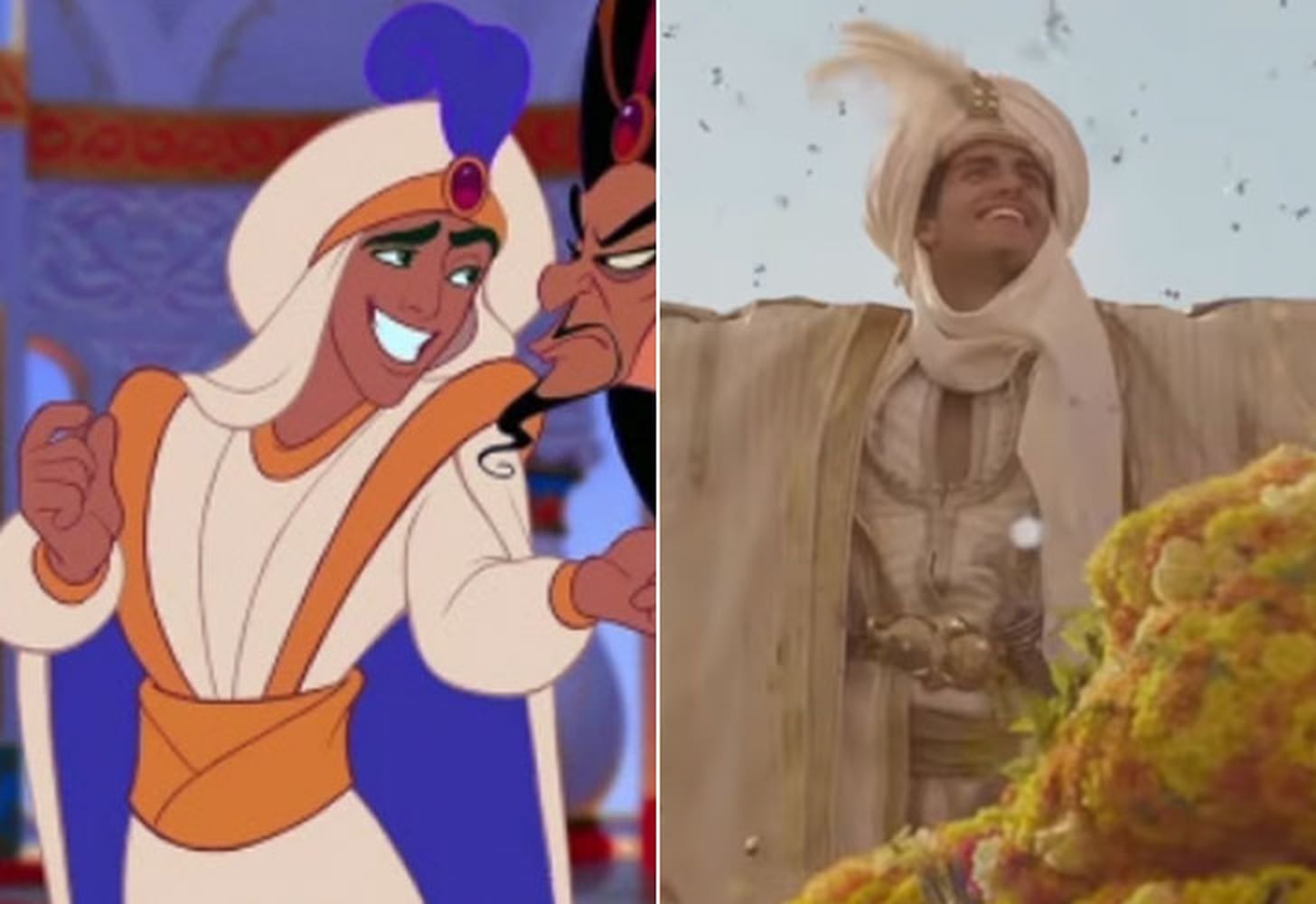 Aladdin Cartoon and Live-Action Cast Side-by-Side Photos | PS Entertainment
