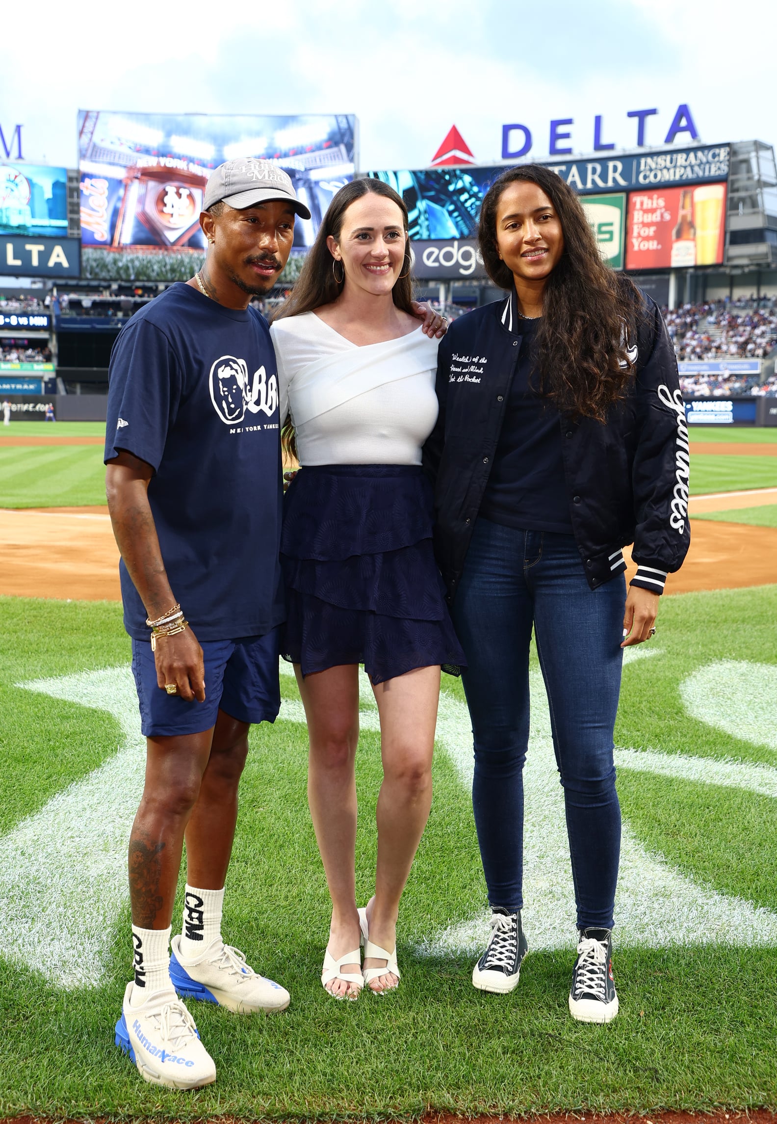 Pharrell and Son Throw First Pitch at New York Yankees Game | PS Celebrity