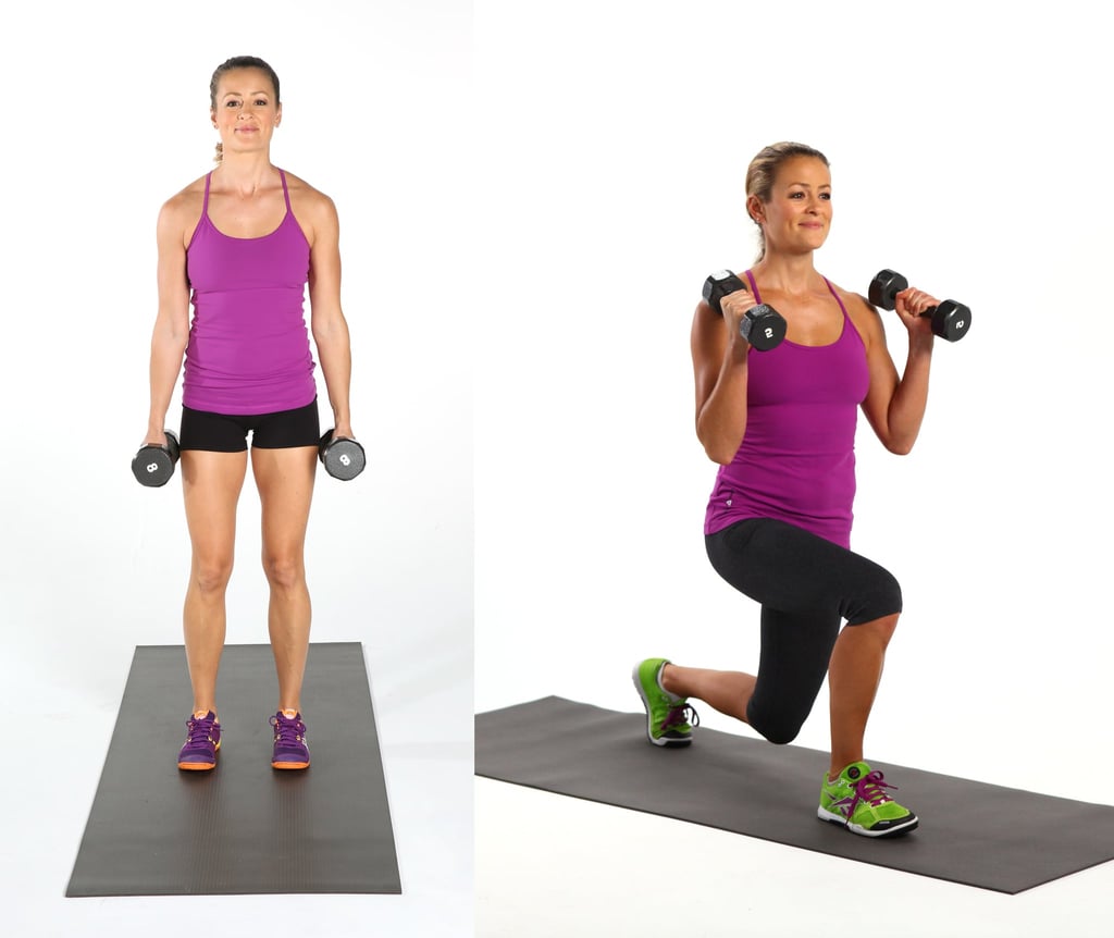 Alternating Forward Lunge With Biceps Curl | Workout For Fat Loss | POPSUGAR Fitness UK Photo 7