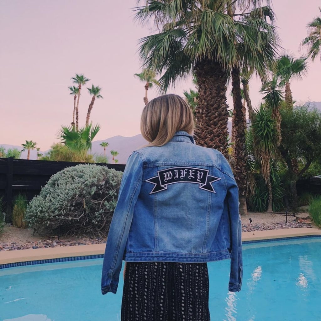 Wifey Custom Embroidered Leather Patch Denim Jacket Denim Jackets
