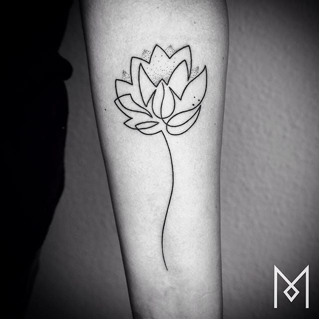 Single Line Flower Tattoos