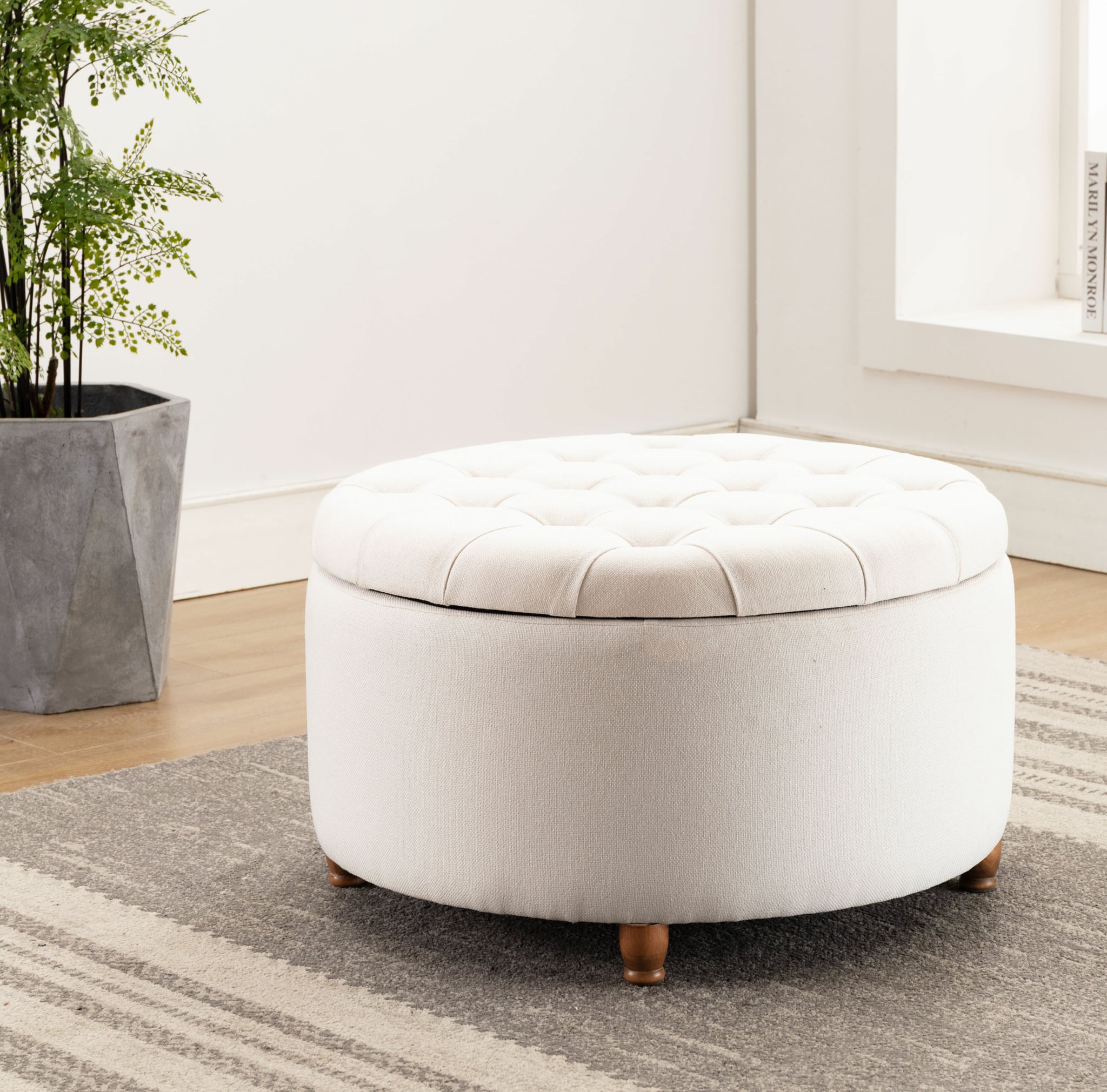Round Fabric Ottoman