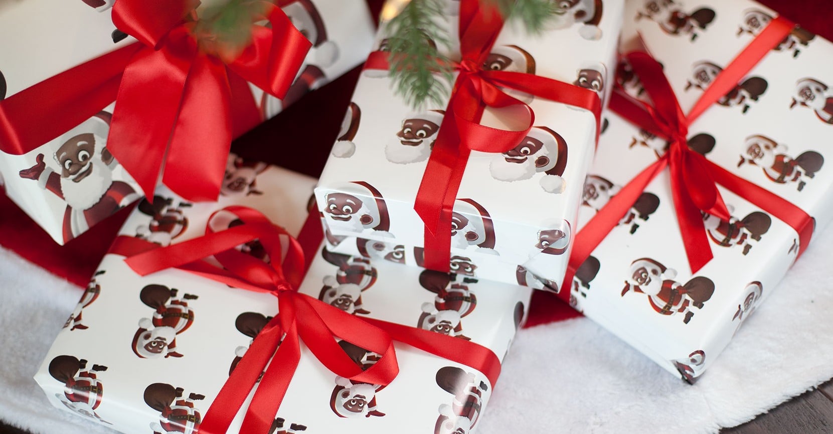 Wrapping Paper With Black Santa | PS Family