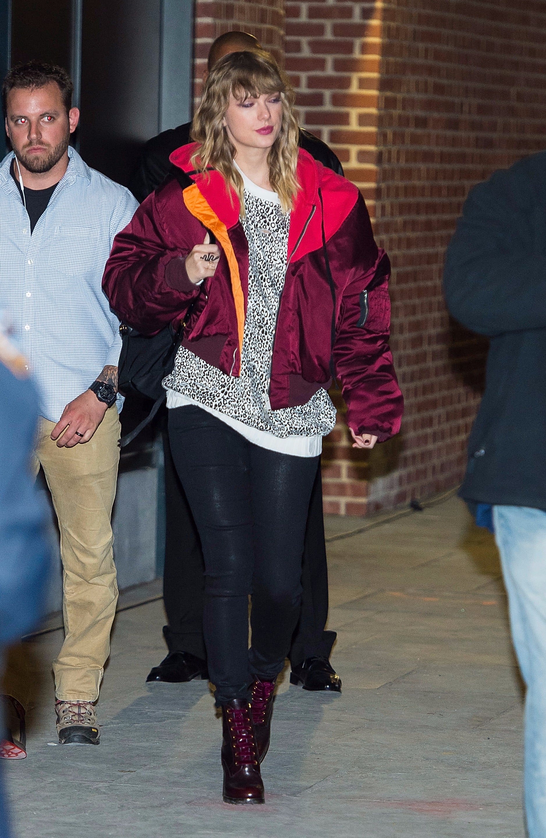 Taylor Swift Wearing Red Bomber Jacket | PS Fashion