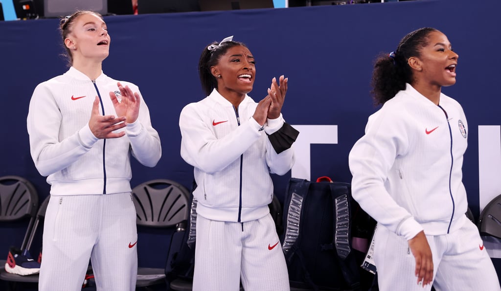 Simone Biles Cheers on Her Olympic Teammates During Finals | POPSUGAR ...